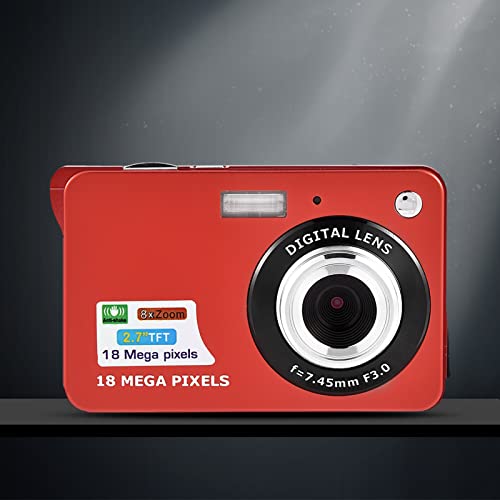 Shanrya Camera, 2.7in LCD 720P Resolution Face Detection Digital Camera 8X Zoom for Home for Travel for Party(red)