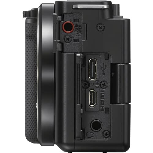 Sony ZV-E10 Mirrorless Camera (Body Only, Black) (ILCZV-E10/B) + 64GB Card + Corel Photo Software + Bag + 2 x NPF-W50 Battery + External Charger + Card Reader + LED Light + HDMI Cable + More (Renewed)