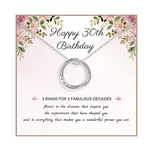 30th Silver Birthday Gifts for Women S925 Sterling Silver Birthday Necklaces 30th 40th 50th 60th 70th 80th Happy Mothers Day Jewelry 30 40 50 60 70 80 Year Old for Daughter Mom Friend Jewelry Gifts