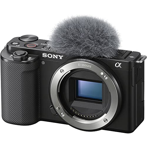 Sony ZV-E10 Mirrorless Camera (Body Only, Black) (ILCZV-E10/B) + 64GB Card + Corel Photo Software + Bag + 2 x NPF-W50 Battery + External Charger + Card Reader + LED Light + HDMI Cable + More (Renewed)