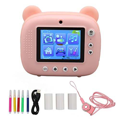 Children HD Camera, 3 Games Auto Focus 24MP Dual Cameras 2.4inch HD Screen 1050mah Battery Kids Camera for Travel(Pink)