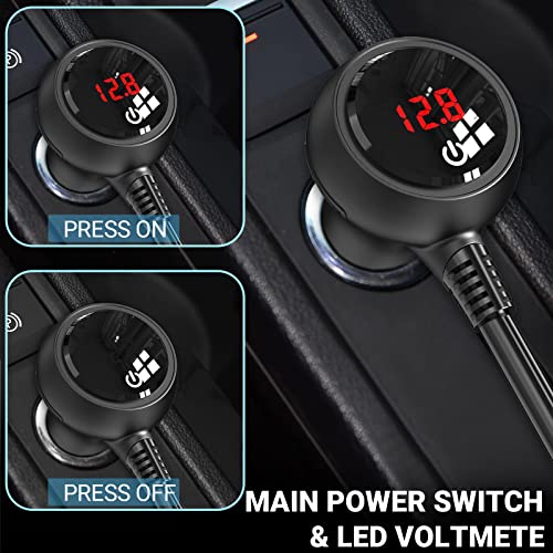 Car Charger Splitter 200W, Qidoe 3 Socket Cigarette Lighter Adapter with PD20W USB-C & QC3.0 Multi USB Car Charger 12V/24V DC Outlet Cigarette Splitter Power Switches Voltmeter for GPS Dash Cam Phone