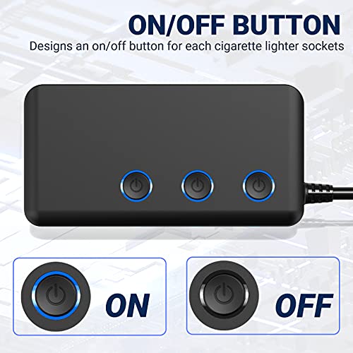 Car Charger Splitter 200W, Qidoe 3 Socket Cigarette Lighter Adapter with PD20W USB-C & QC3.0 Multi USB Car Charger 12V/24V DC Outlet Cigarette Splitter Power Switches Voltmeter for GPS Dash Cam Phone