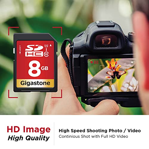 Gigastone 8GB 5-Pack SD Card UHS-I U1 Class 10 SDHC Memory Card Full HD Video Canon Nikon Sony Pentax Kodak Olympus Panasonic Digital Camera, with 5 Mini Cases