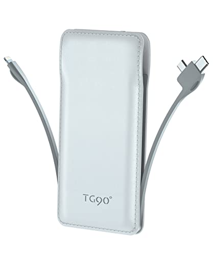 TG90° Portable Charger with Built in Cable, 10000mah Power Bank Portable Charger Type C USB C Cell Phone Thin Slim Lightweight Travel Tiny 5V Backup Battery Pack for iPhone Samsung Android iPad