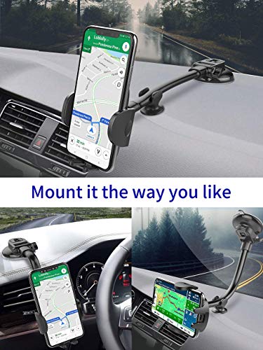 APPS2Car Suction Cup Phone Holder for Car 7" Windshield Dashboard Windows Car Phone Mount Gooseneck Truck Cradle with Strong Suction Compatible with iPhone 13/13 Pro Max, Samsung and All 4-7" Devices