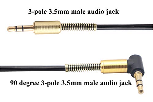 AAOTOKK 3.5mm Coiled Cable 90 Degree Right Angle 3-Pole 3.5mm Male to 3.5mm Male Right Angle TRS Jack Stereo Audio Spring Aux Cable for All 3.5mm-Enabled Smartphones,Tablet and MP3 Players(1.5m)