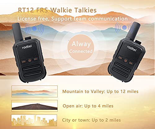 Radtel RT12 Walkie Talkies for Adults Rechargeable 2 Pack, Long Range Handheld FRS Two Way Radio 16CH Handsfree VOX for Camping Hiking (Black)