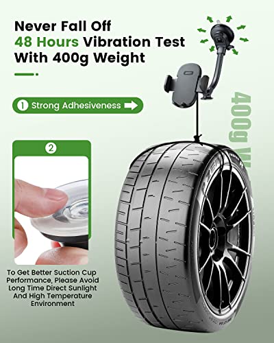 APPS2Car Suction Cup Phone Holder for Car 7" Windshield Dashboard Windows Car Phone Mount Gooseneck Truck Cradle with Strong Suction Compatible with iPhone 13/13 Pro Max, Samsung and All 4-7" Devices