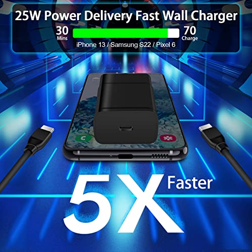 Adaptive Fast Charger 25W Android Phone Charger for Samsung Galaxy A14 5G,Z Flip 4,Z Fold 4,A54 A03s,S23 S22 Ultra,S21,S20,A13 A53 A32 A52,Pixel 7 6 Pro,Type C Cube Wall Plug,6FT USB-C Charging Cable
