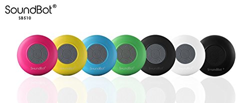 Soundbot SB510 Bluetooth Shower Speaker HD Water Resistant Bathroom Speakers, Handsfree Portable Speakerphone with Built-in Mic, 6hrs of Playtime, Control Buttons and Dedicated Suction Cup (White)