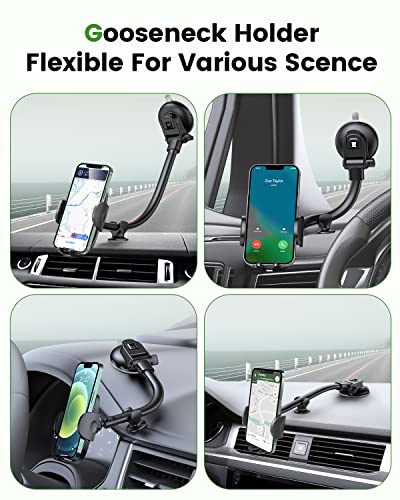 APPS2Car Suction Cup Phone Holder for Car 7" Windshield Dashboard Windows Car Phone Mount Gooseneck Truck Cradle with Strong Suction Compatible with iPhone 13/13 Pro Max, Samsung and All 4-7" Devices