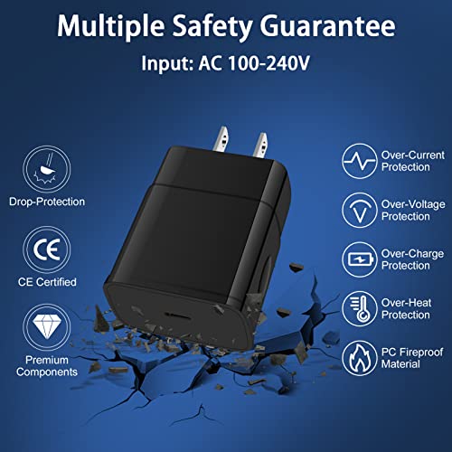 Adaptive Fast Charger 25W Android Phone Charger for Samsung Galaxy A14 5G,Z Flip 4,Z Fold 4,A54 A03s,S23 S22 Ultra,S21,S20,A13 A53 A32 A52,Pixel 7 6 Pro,Type C Cube Wall Plug,6FT USB-C Charging Cable