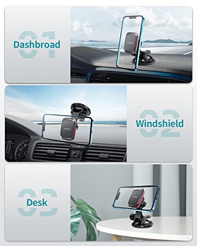 APPS2Car Magnetic Car Phone Mount with Adjustable Arm & 6 Strong Magnets Universal Dashboard Windshield Cell Phone Holder Compatible with iPhone 13 Pro 12 Pro Xs XS Max XR, Samsung S10 S9 and More