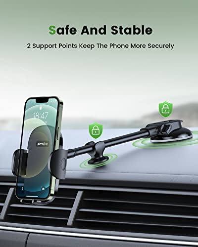 APPS2Car Suction Cup Phone Holder for Car 7" Windshield Dashboard Windows Car Phone Mount Gooseneck Truck Cradle with Strong Suction Compatible with iPhone 13/13 Pro Max, Samsung and All 4-7" Devices