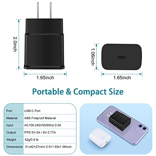 Adaptive Fast Charger 25W Android Phone Charger for Samsung Galaxy A14 5G,Z Flip 4,Z Fold 4,A54 A03s,S23 S22 Ultra,S21,S20,A13 A53 A32 A52,Pixel 7 6 Pro,Type C Cube Wall Plug,6FT USB-C Charging Cable