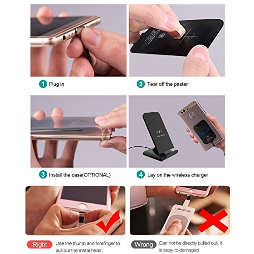 Wireless Charging Receiver Charger Adapter for LG Stylo 5 4 G5 V20 K31 Samsung Galaxy A71 A70 A20 A10 J7 Google Pixel 2 XL Essential Phone Moto G7 Z2 Force Play G6 Plus HTC USB Type C Android Charge