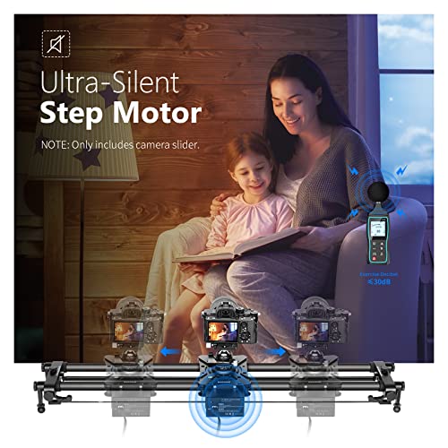 NEEWER Motorized Camera Slider, 39.4"/100cm Carbon Fiber Dolly Rail Slider with Remote Control, Support Video Mode, Time Lapse Photography, Horizontal, Tracking and 120° Panoramic Shooting (VS-100CC)