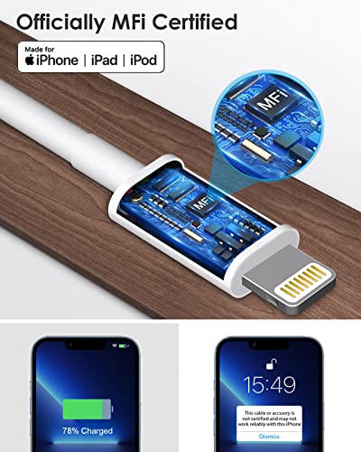 BRASAG iPhone Charger [MFi Certified] USB Wall Charger Travel Plug with 6ft Charging Cord 2-Pack USB to Lightning Cable Fast Charging for iPhone 14/13/12/11/SE/XR/8/8Plus/7/6/5/SE