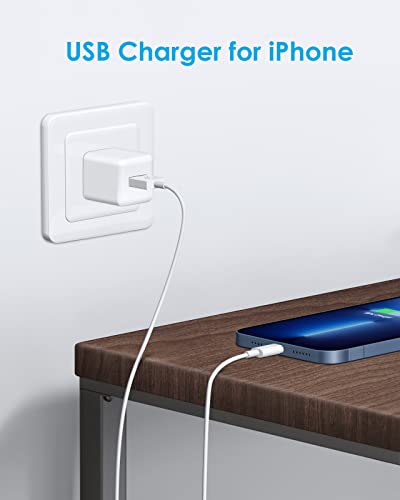 BRASAG iPhone Charger [MFi Certified] USB Wall Charger Travel Plug with 6ft Charging Cord 2-Pack USB to Lightning Cable Fast Charging for iPhone 14/13/12/11/SE/XR/8/8Plus/7/6/5/SE