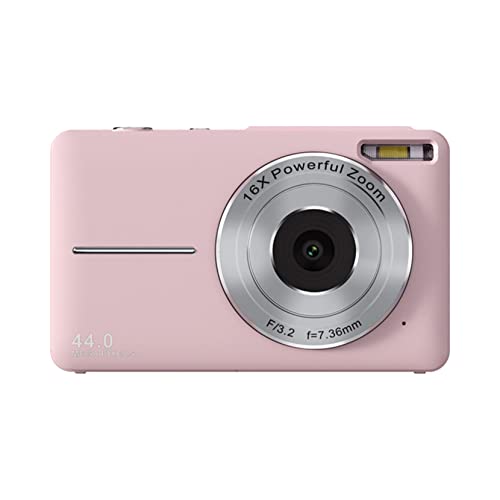 Digital Camera, Kids Camera FHD 1080P 4400 MegaPixels Vlogging Camera with 16X Digital Zoom, LCD Screen, Compact Portable Mini Cameras, Anti-Shake Proof Home Camerafor Kids, Teens, Students (Pink)