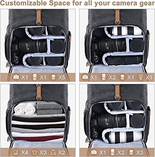 Endurax Canvas Camera Backpack Bag for Photographers DSLR Backpacks fit up to 15.6 Laptop Rain Cover Included