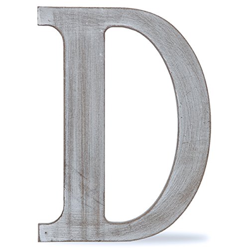 The Lucky Clover Trading D Wood Block, 8" L, Charcoal Grey Wall Letter, Gray