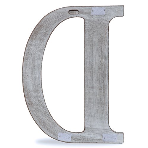The Lucky Clover Trading D Wood Block, 8" L, Charcoal Grey Wall Letter, Gray