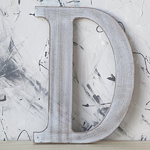 The Lucky Clover Trading D Wood Block, 8" L, Charcoal Grey Wall Letter, Gray
