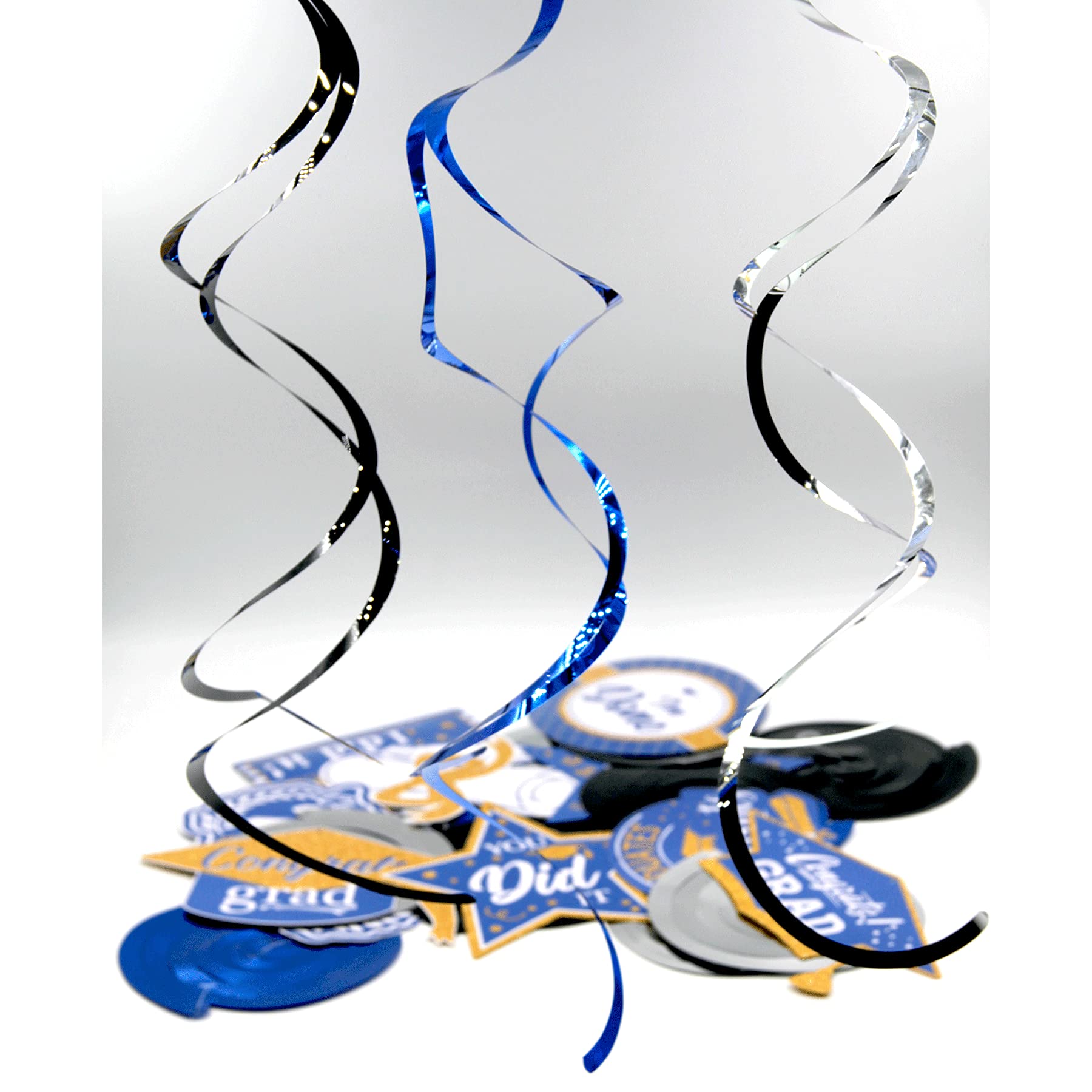 2023 Graduation Party Decorations Kit Hanging Swirls (18 Pcs) Navy Blue Black and Silver, Class of 2023 Grad Party Supplies Decorations, Congratulation Swirls for Graduation Celebration