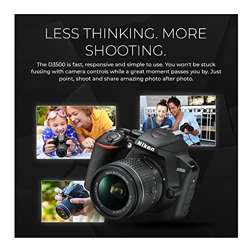 Nikon D3500 DSLR Camera with AF-P 18-55mm and 70-300mm Zoom Lenses Bundle with 64GB Card and Accessories (7 Items)
