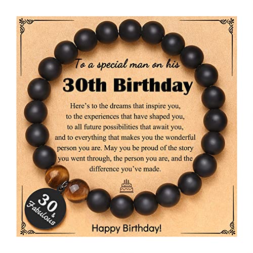 UPROMI 30th Birthday Gifts for Him, 30th Birthday Decorations for Him, 30 Year Old Birthday Gifts for Men, Happy Birthday Bracelet Gifts for 30 Year Old Men Him Boyfriend Son Brother