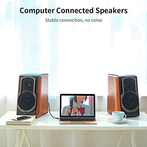 Disino 1/4 inch TS to 1/8 inch TRS Cable, 1/4" TS Mono to 1/8 inch(3.5mm) TRS Stereo Interconnect Adapter Cable,Mono to Stereo Patch Cord- 3.3 Feet /1 Meter