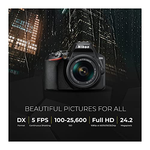 Nikon D3500 DSLR Camera with AF-P 18-55mm and 70-300mm Zoom Lenses Bundle with 64GB Card and Accessories (7 Items)