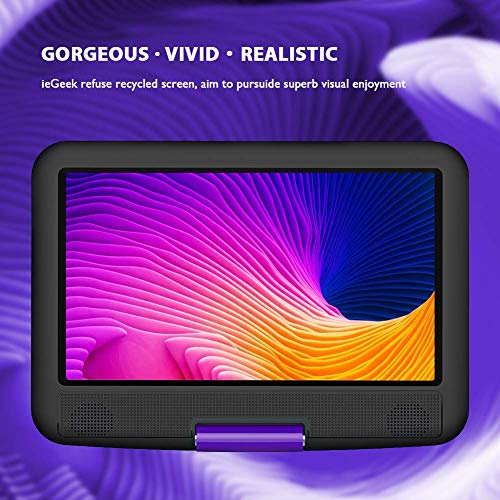 ieGeek 11.5" Portable DVD Player with SD Card/USB Port, 5 Hour Rechargeable Battery, 9.5" Eye-Protective Screen, Support AV-in/ Out, Region Free, Purple