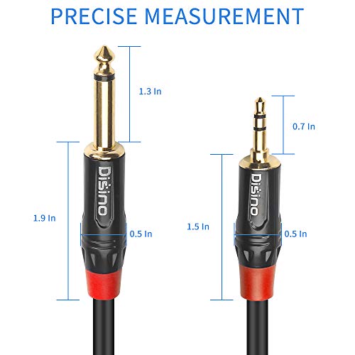 Disino 1/4 inch TS to 1/8 inch TRS Cable, 1/4" TS Mono to 1/8 inch(3.5mm) TRS Stereo Interconnect Adapter Cable,Mono to Stereo Patch Cord- 3.3 Feet /1 Meter