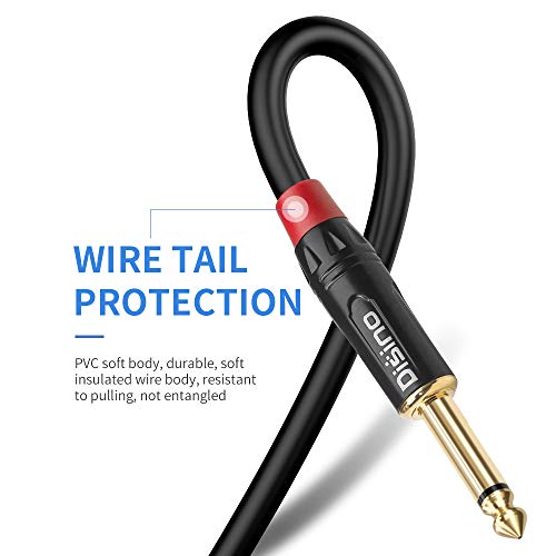Disino 1/4 inch TS to 1/8 inch TRS Cable, 1/4" TS Mono to 1/8 inch(3.5mm) TRS Stereo Interconnect Adapter Cable,Mono to Stereo Patch Cord- 3.3 Feet /1 Meter