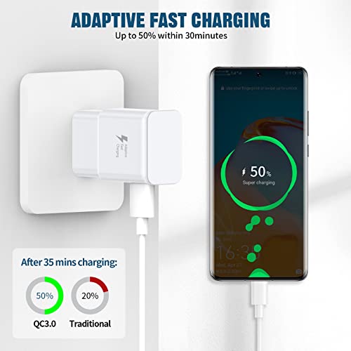 Samsung Charger Fast Charging with USB Type C Cable 6FT for Samsung Galaxy S10/S10e/S10 Plus/S9/S9 Plus/S8/S8 Plus/S20 S21 S22 Ultra/Note 8/Note 9/Note 10/A13/A03s/A32/A31/A30/A50/A51/A52/A53 [2-Pack]