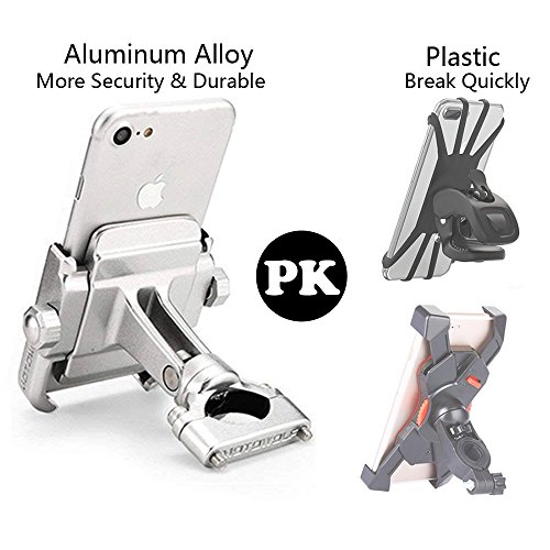 2022 vicelecus Motorcycle Phone Mount, Adjustable Anti Shake Metal Bike Phone Holder for iPhone 13 Plus Samsung Galaxy S21 S20 S10 GPS Silver