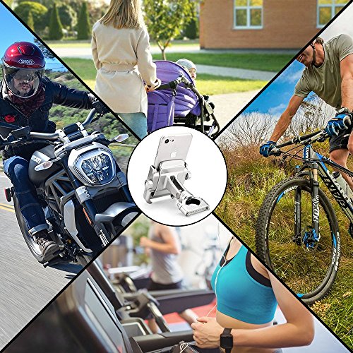 2022 vicelecus Motorcycle Phone Mount, Adjustable Anti Shake Metal Bike Phone Holder for iPhone 13 Plus Samsung Galaxy S21 S20 S10 GPS Silver