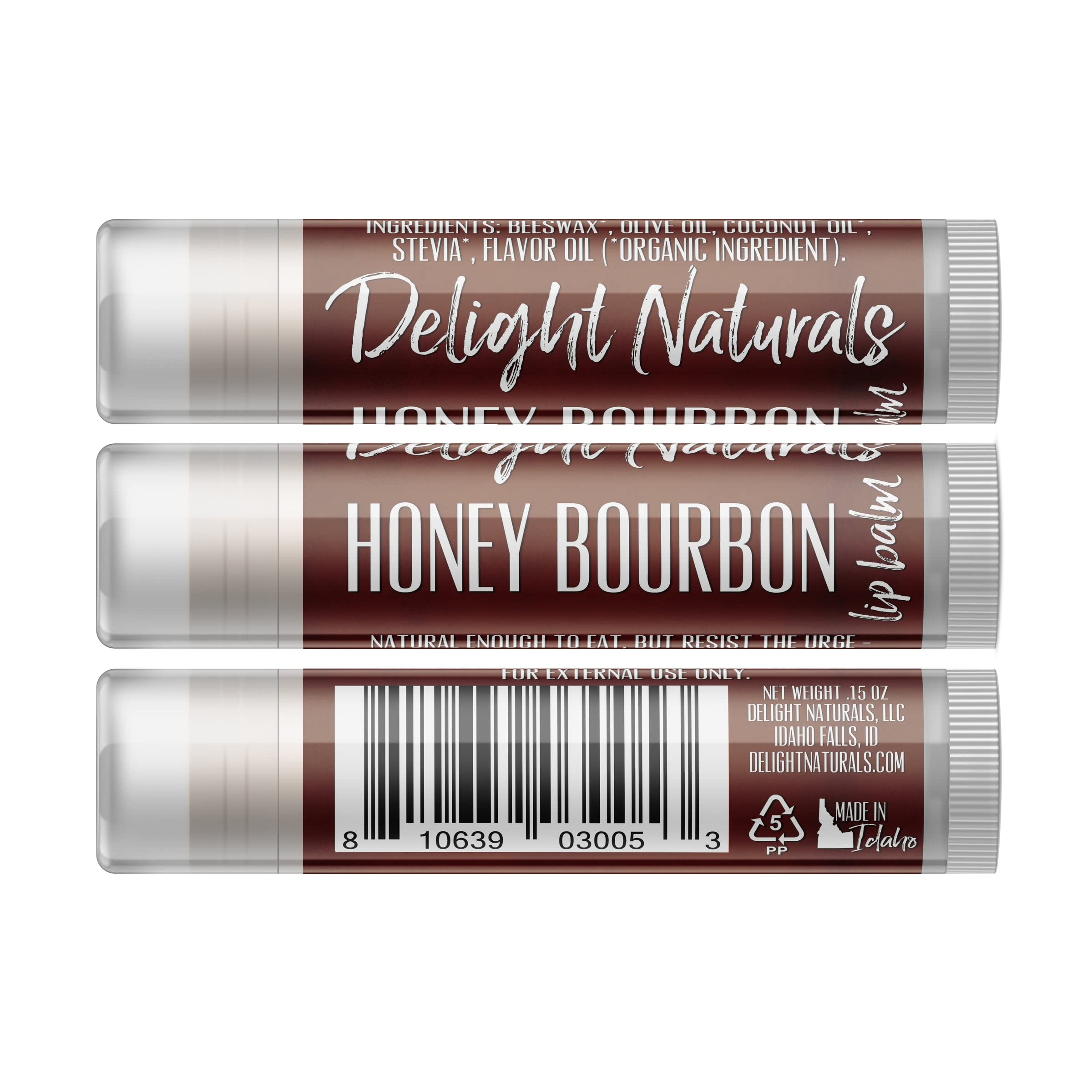 Delight Naturals Honey Bourbon Lip Balm - Three Pack