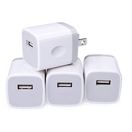 Charging Cube for iPhone, Charger Block, Power Bricks, NonoUV 4Pack Single Port USB Plug in Wall Charger Adapter Charger Box for iPhone 14 13 12 11 Pro Max 10 SE XR XS X 8 7 6,Samsung,Android,Kindle