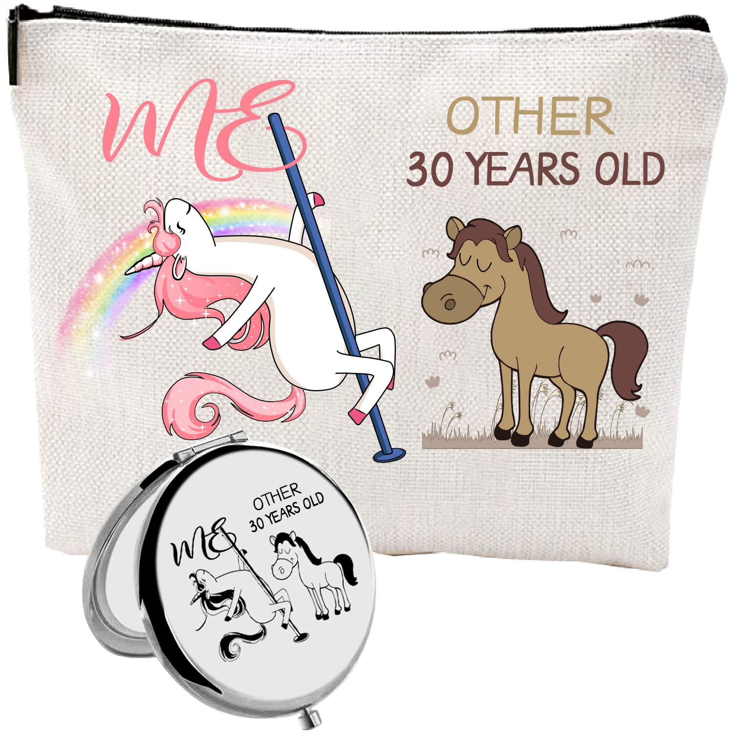 30th Birthday Gifts for Her,30th Birthday Gifts for Women,30 Year Old Birthday Gifts for Women,30th Birthday Makeup Bag,30th Birthday Cosmetic Bag Pouch,30th Birthday Makeup Mirror