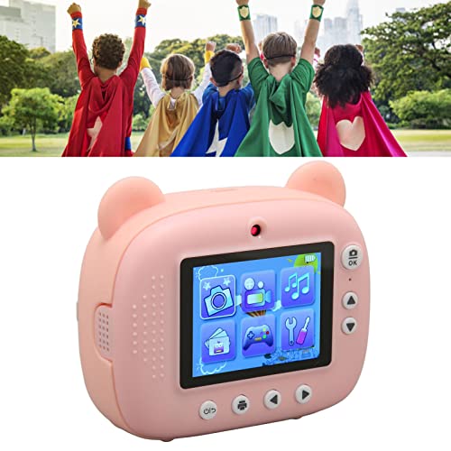 Kids Camera, Kids HD Camera Cute 24MP Dual Camera 3 2.4 Inch HD Screen for Gaming Travel (Pink)