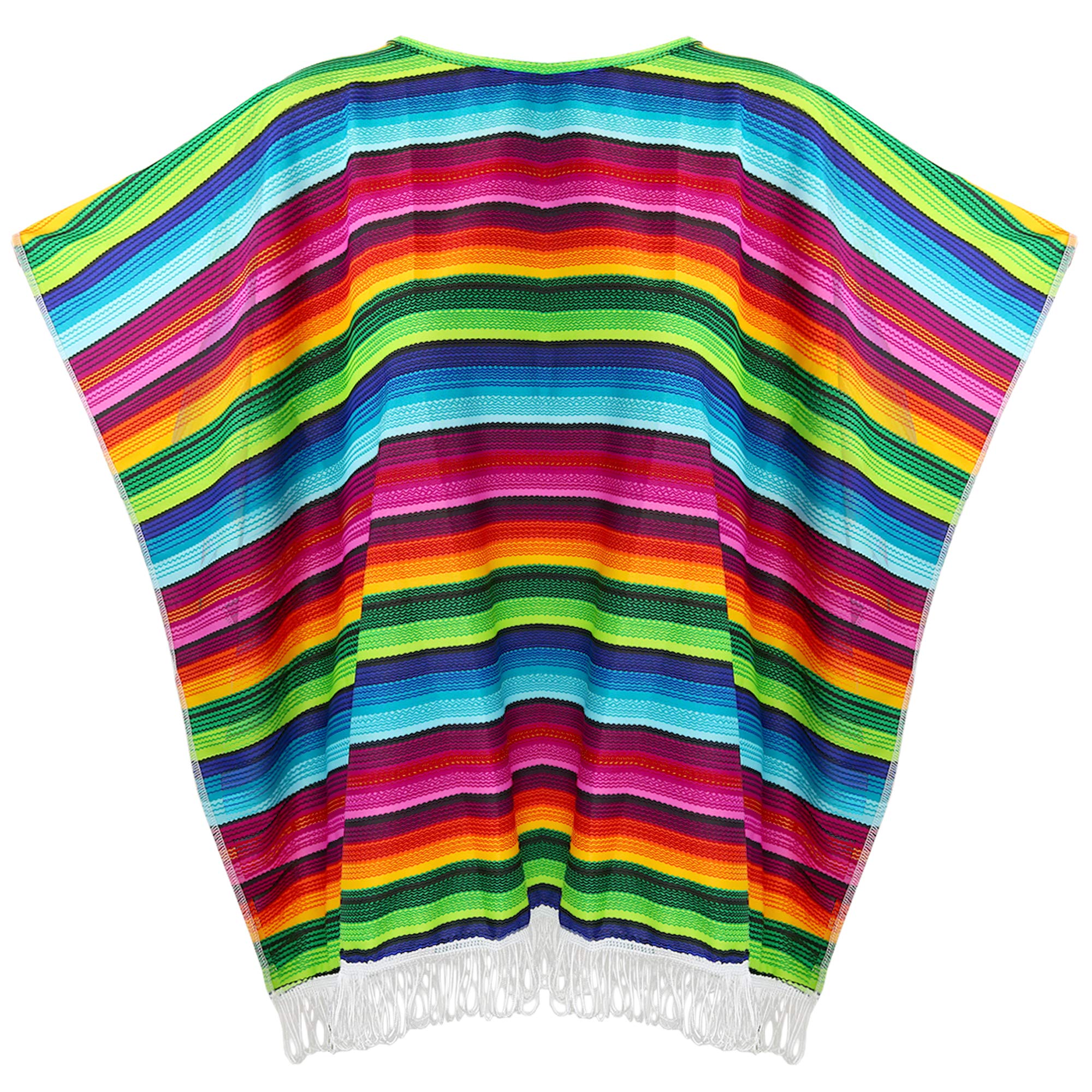 Skeleteen Mexican Serape Poncho Costume - Cinco De Mayo Mexican Fiesta Ponchos for Adults and Kids
