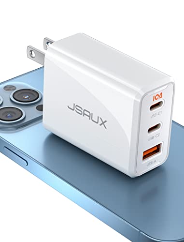 iPhone Charger Block 40W Fast Charging, JSAUX USB-C Wall Charger 3-Port Type C Charger with Dual PD 20W USB-C Ports & QC 18W USB-A Port for iPhone 14 Pro Max/13/12/11/XR/XS/8 Plus/7/6S/SE 2022 etc