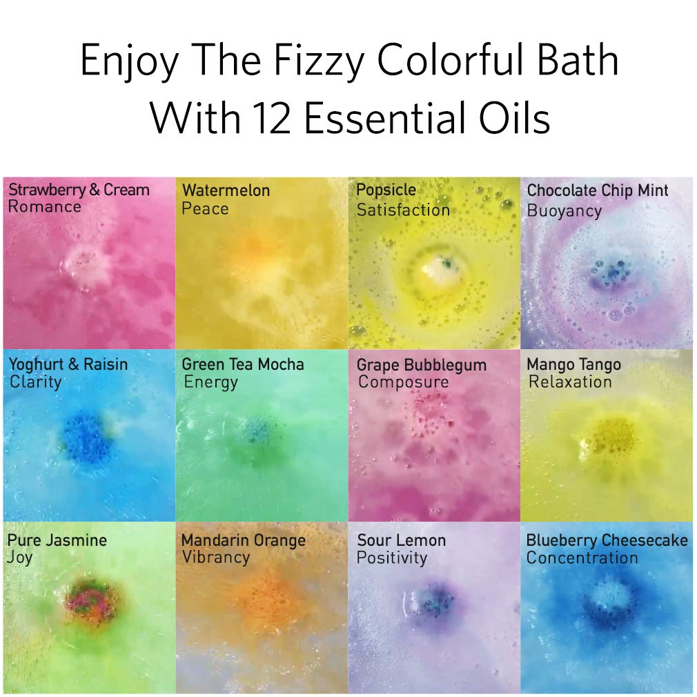 Bath Bombs Gift Set - Organic Extra Large 12 Pack Handmade Natural Bath Bombs with Essential Oils, Sea Salt, Shea Butter, Coconut Oil - Perfect Birthday, Valentines Gift for Women, Kids
