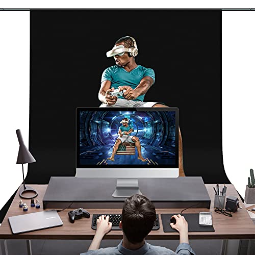 INNOVSIGN 10x10 Ft Black Background Screen Wrinkle Resistant Background with 8 Background Clips, Cotton Fabric Foldable ChromaKey Black Screen Background for Photography Studio