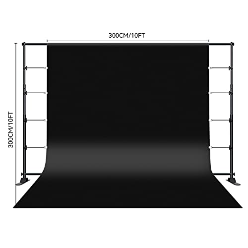 INNOVSIGN 10x10 Ft Black Background Screen Wrinkle Resistant Background with 8 Background Clips, Cotton Fabric Foldable ChromaKey Black Screen Background for Photography Studio