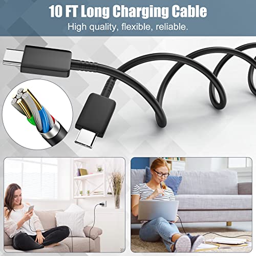 Samsung Super Fast Type C Charger 25W Android Charger 10FT USB C Charger Cable Fast Charging Block for Samsung Galaxy S23/S23 Ultra/S23+/S22/S22 Ultra/S22+/S21/S20/Note 20/Note 10/Z Fold/Flip 4/3